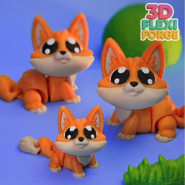 3D Printable Flexi Cute Fox Print-in-place by 3D FLEXI FORGE